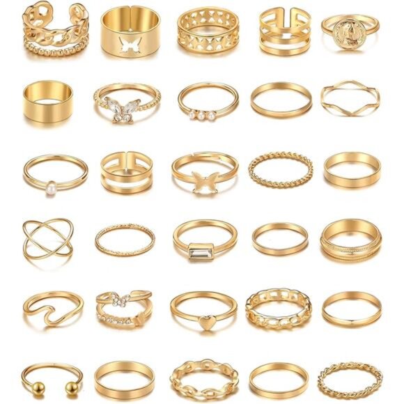 Other | 3 Pcs Gold Rings Set | Poshmark